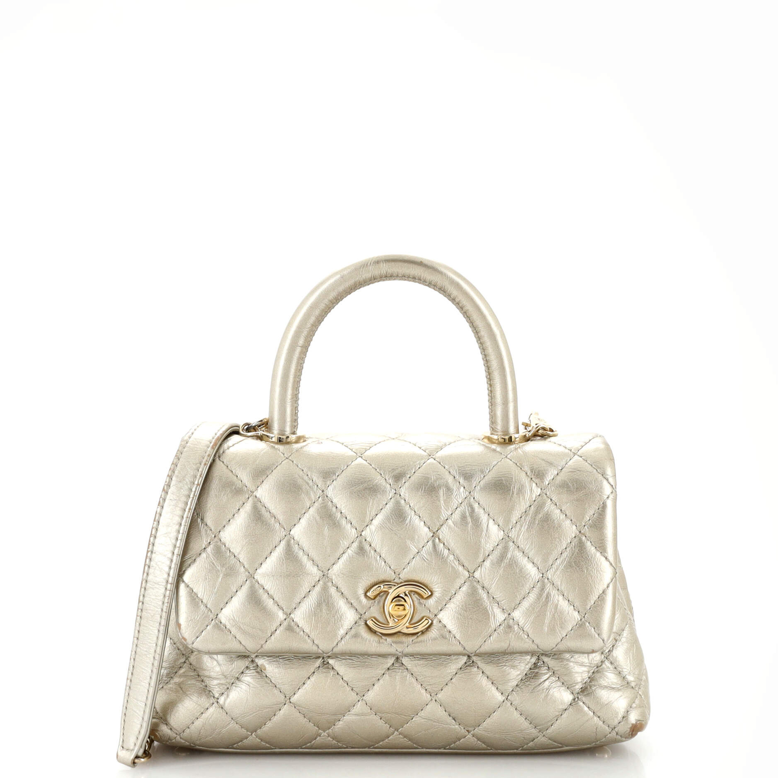 Chanel Coco Top Handle Bag Quilted Aged Calfskin Mini - Gem Chanel Coco Top Handle Bag Quilted Aged Calfskin Mini - Gem