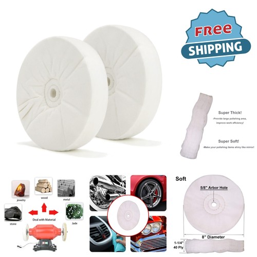 Buffing Wheels Cotton 8" Soft Flannel Medium 40 Ply for Bench Grinder 2 ...