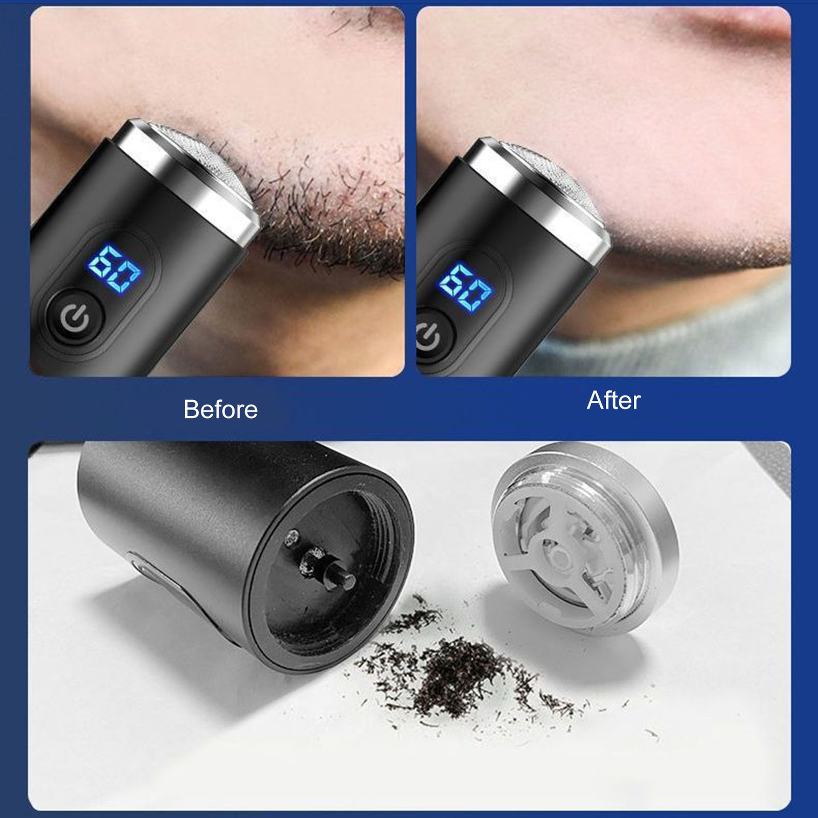 Mini Razor Low Noise Grooming Men Mini Electric Shaver Razor One Key ...
