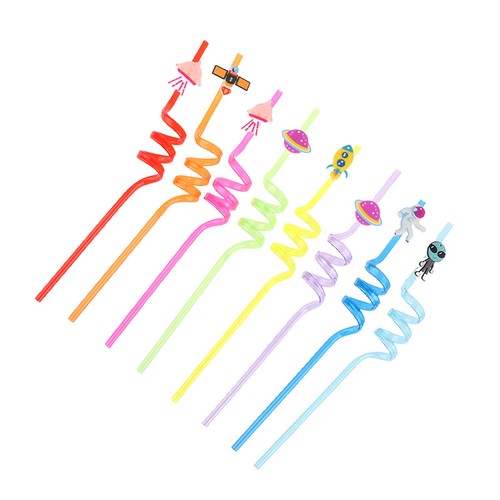 8Pcs Outer Space Straws Reusable Solar System Plastic Straw for Party ...