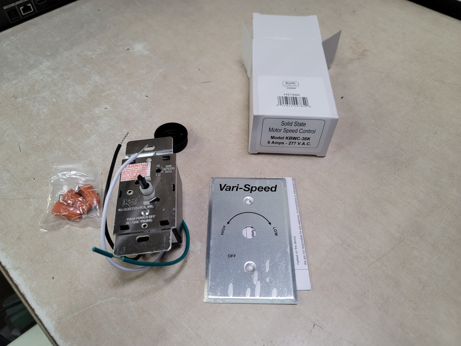 KBWC-36K Solid State Motor Speed Control Wall Mount H9784A 6 Amps ...