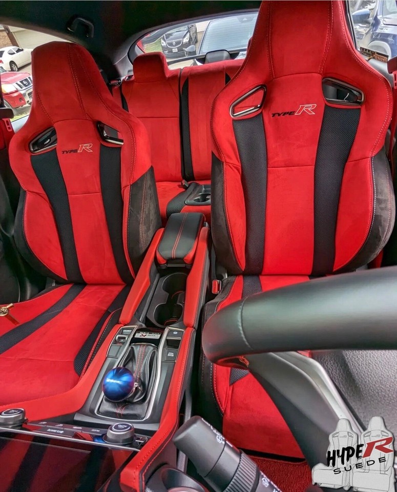 Hyper Suede RED Rear Seat Covers for 2017-2021 Civic Type R FK8 | eBay