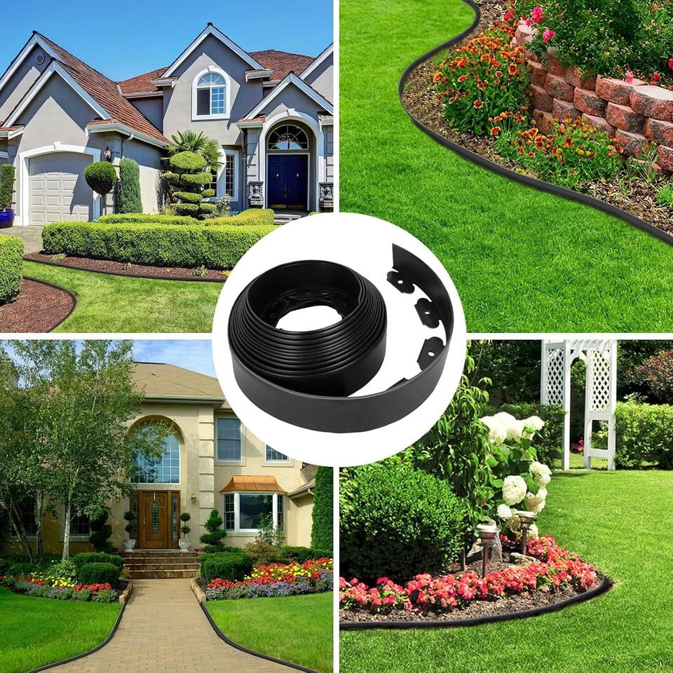 L-shaped Landscape Edging Border Kit 33 FT No-Dig Garden Edge Lawn ...