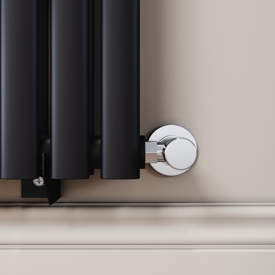 Vertical Radiator Double Black Oval Column Modern Tall Upright Rads ...
