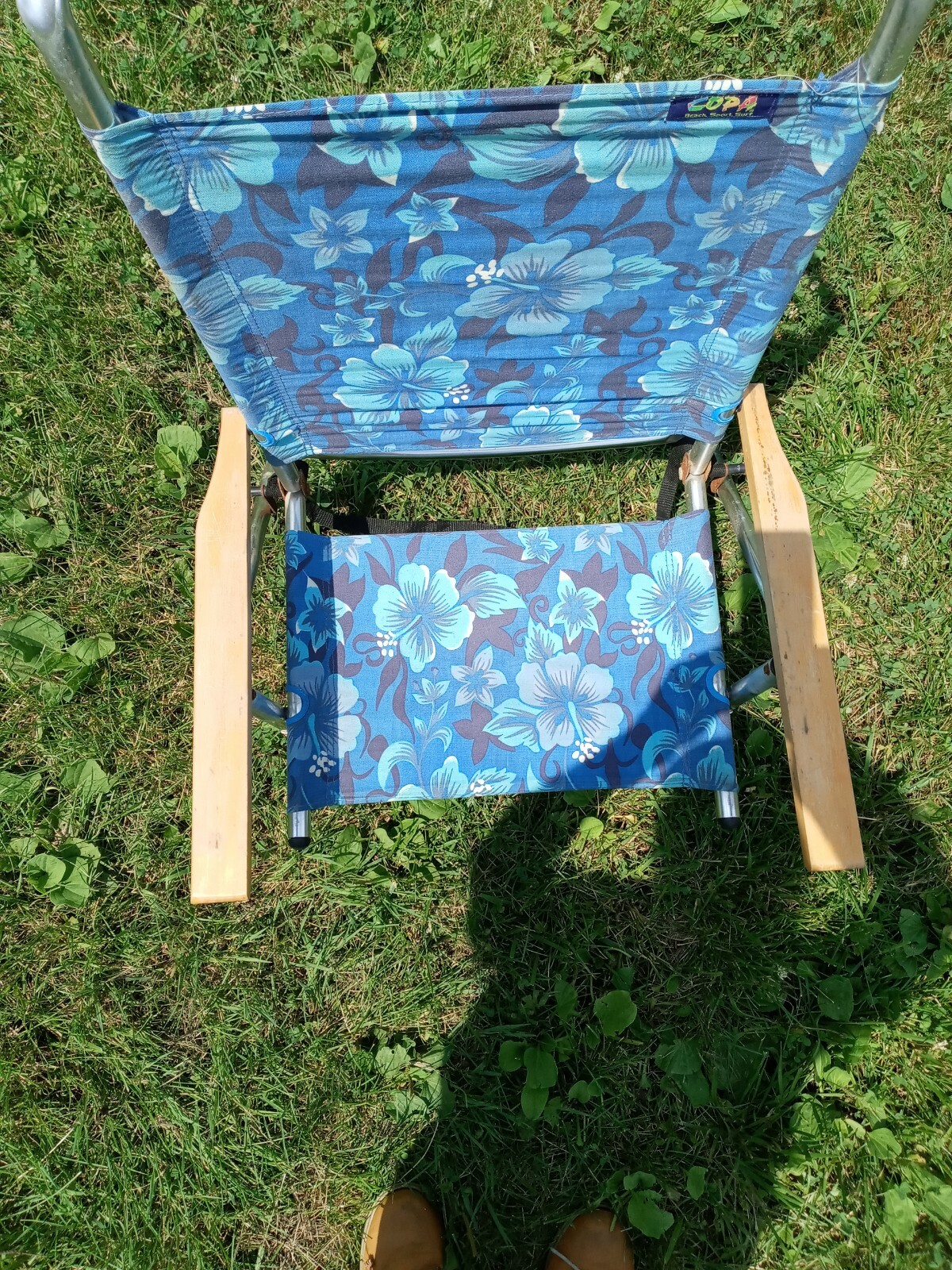 Vintage Beach Sand Chair With Wooden Armrest Multi Color Canvas Flower ...
