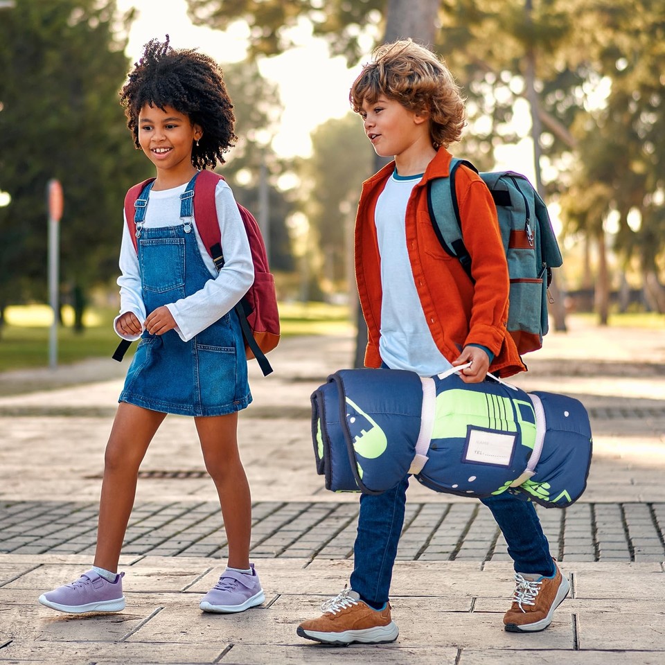 Thickened Toddler Nap Mat with Removable Pillow and Minky Blanket ...