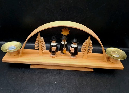 Vintage Erzgebirge Wooden Carol Singers Arch Two Candle Stick Holder ...