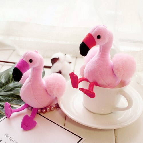 Lovely Flamingo Plush Toy Keychain Ring Pendant Soft Toy Key Ring ...