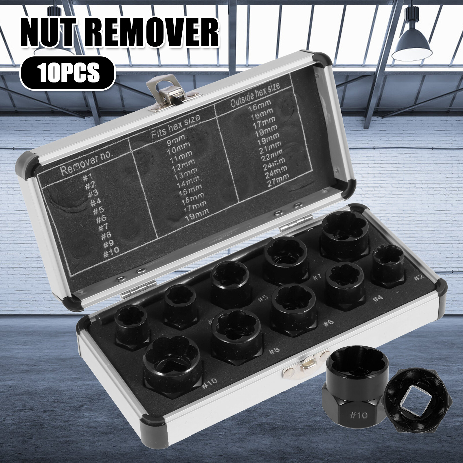 11Pcs Bolt Nut Extractor Set Metal Metric and SAE Damaged Bolt Nut ...