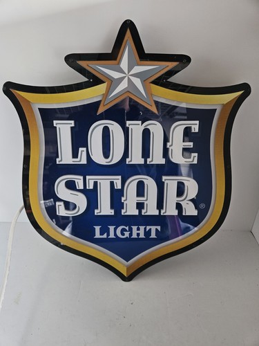 LONE STAR LIGHT BEER SHEILD BAR SIGN MAN CAVE GARAGE DECOR TEXAS LIGHTUP 19.5x17 | eBay