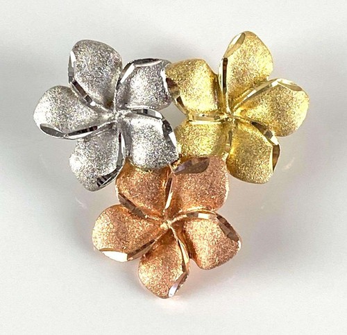 Beautiful 14K Yellow, White and Rose Gold Tri-Color Flower Pendant ...