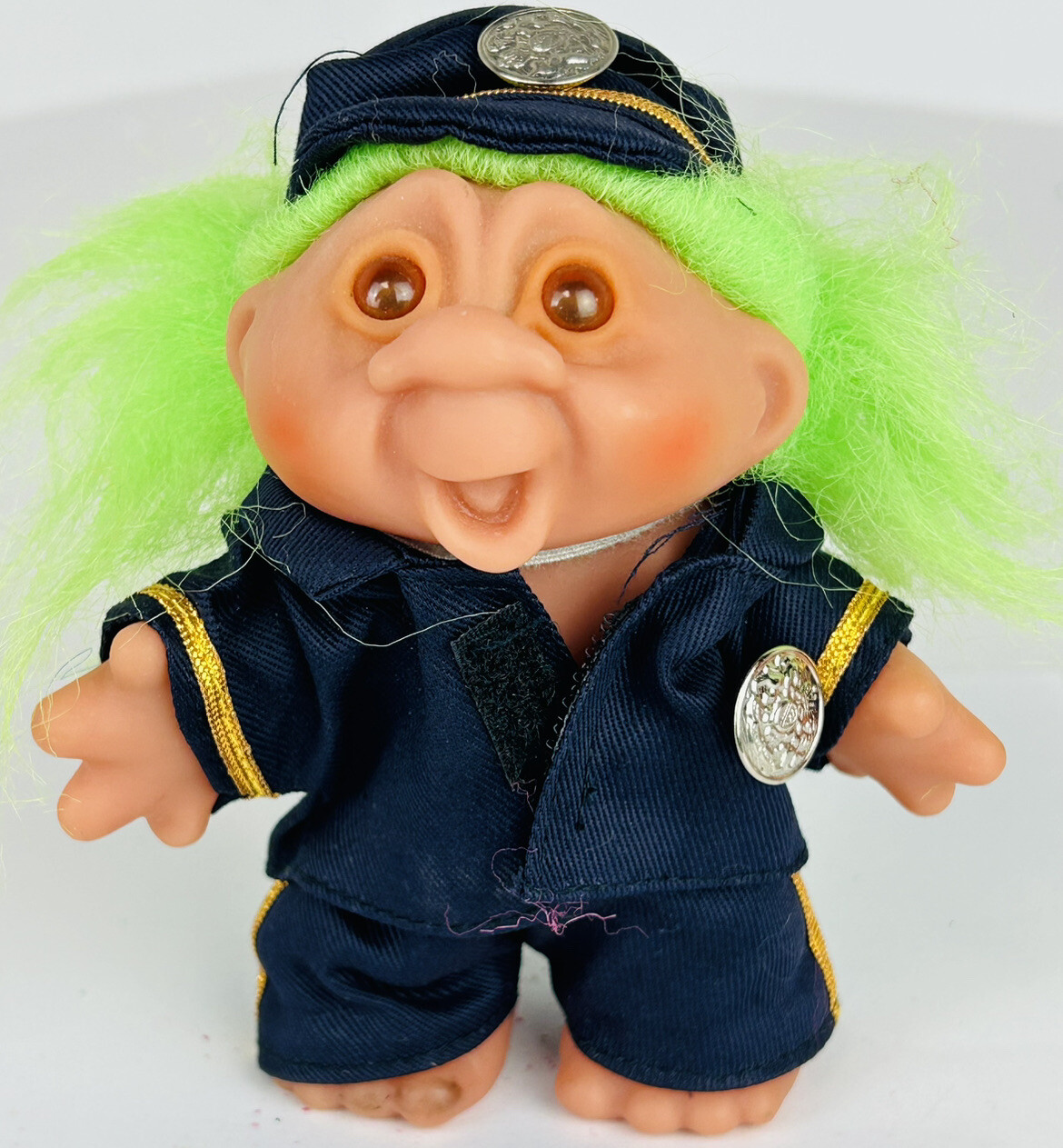 Vintage DAM Norfin Troll Doll police policeman uniform green hair | eBay