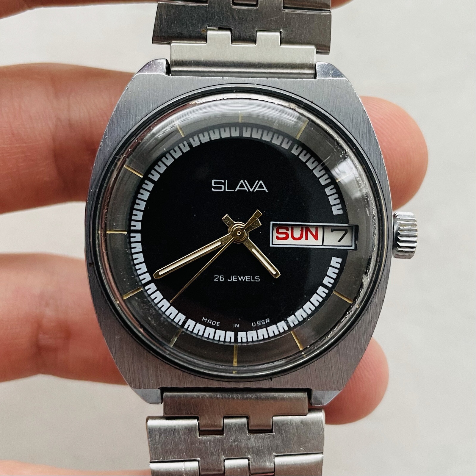 RARE SLAVA USSR Watch Soviet Vintage Bicolor Dial 26j… - Gem