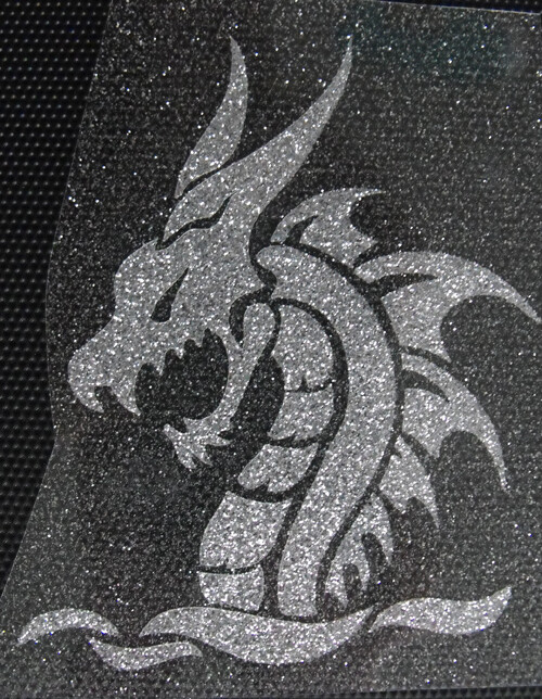 BM247 DRAGON IRON ON transfer patch glitter foil silver 2.7 inches long ...