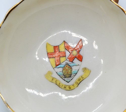 English Manufacture Crested Ware China Dish with Felixstowe coat of ...