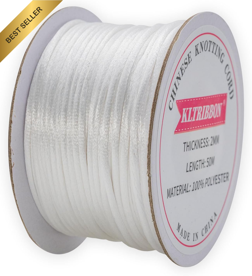 2mm White Satin Rattail Cord 50m Chinese Knotting String Macrame DIY ...
