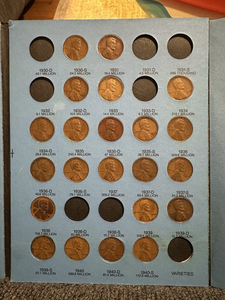 3 Folders Of Lincoln Wheat Cent Penny Incomplete Collection 1909-1940 ...