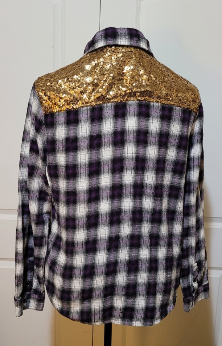 E2 Clothing Plaid Button Down Sequin Long Sleeve Flannel Shirt 3XL | eBay