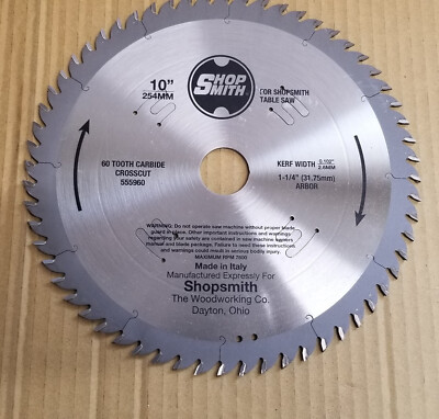 Shopsmith Thin Kerf 60T 10" Carbide Crosscut Blade Mark V & Mark 7 | eBay