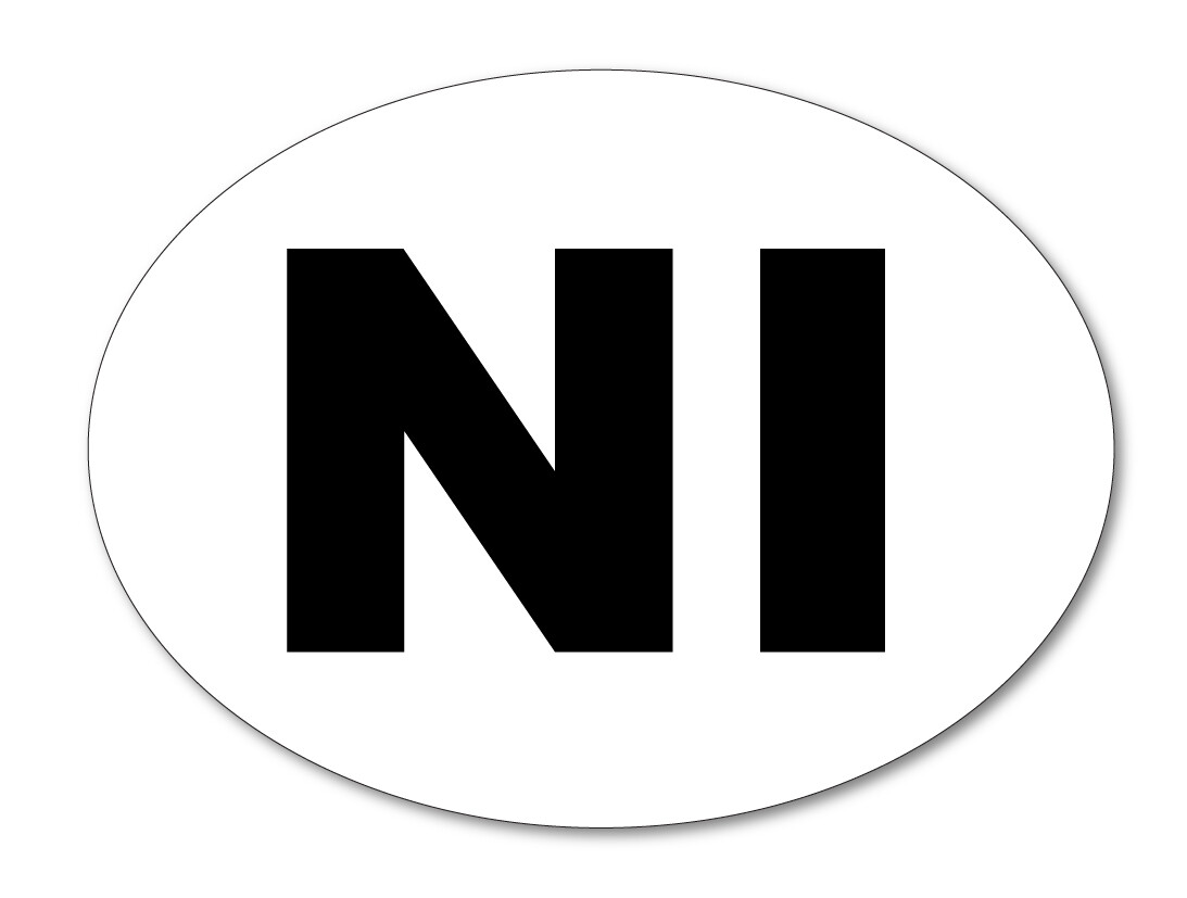 NI - Northern Ireland Car Stickers - White Oval Flag, Car, Van Decal ...