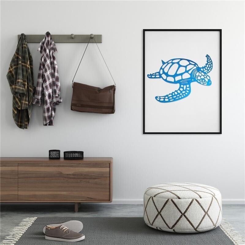 🐢NEW Blue Metal Sea Turtle Beach Theme Wall Art Home Decoration Ocean ...