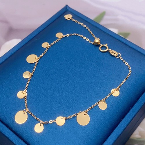 Au750 Pure 18K Yellow Gold Round Charm O Chain Link Women Bracelet | eBay