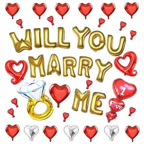 KINOKINO Proposal Balloon Set WILL YOU MARRY ME Heart Ring Alphabet ...