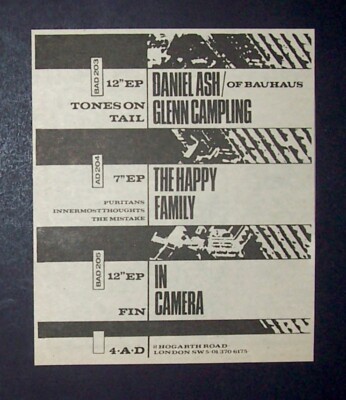 Tones On Tail, Happy Family, In Camera 4AD Records 1982 Mini Poster ...
