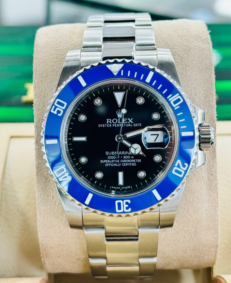 Rolex Submariner Date 116610 Custom Ceramic Bezel Diamond Dial Steel ...