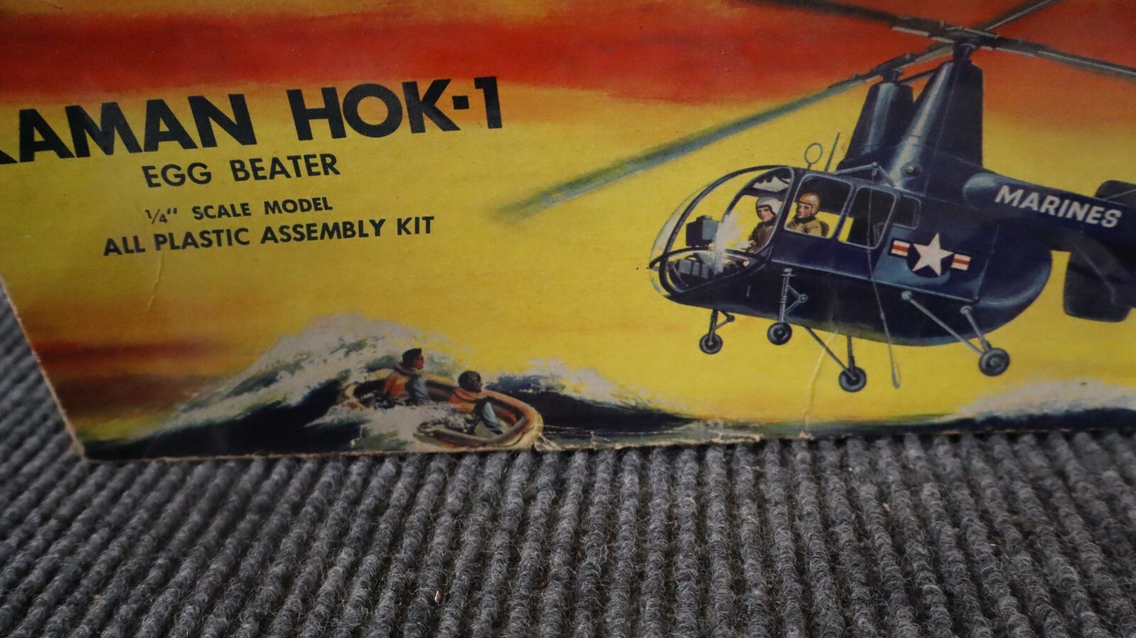 Vintage Aurora Famous Fighters Kaman HOK-1 Helicopter Model Kit - BOX ...