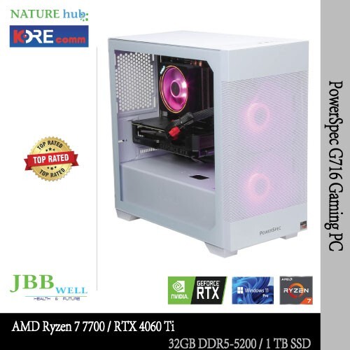 PowerSpec G716 Gaming PC, AMD Ryzen 7 7700, 32GB DDR5 RAM, 1 TB SSD ...