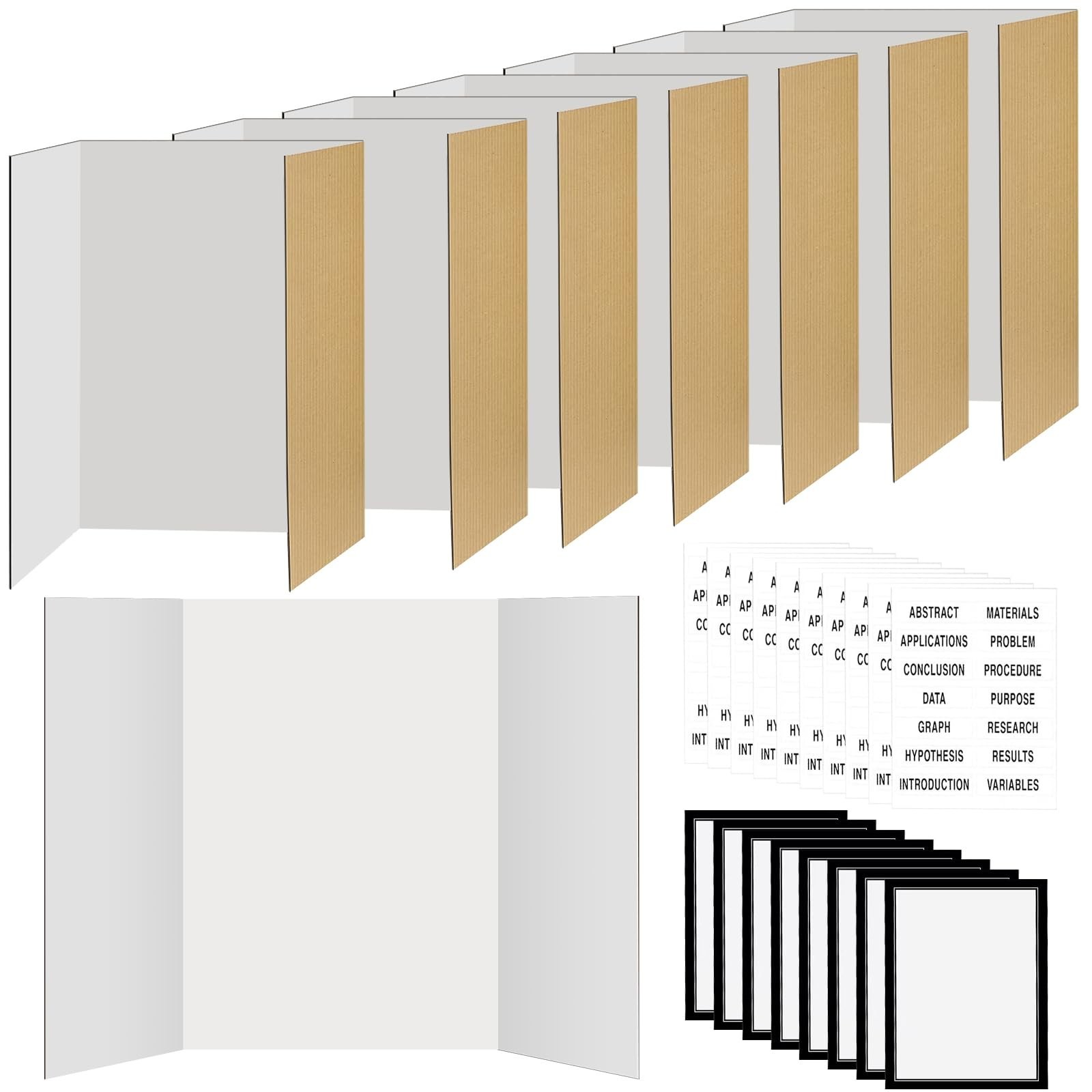 8 Pack 36"x48" Large Trifold Poster Display Board with Headers,White ...