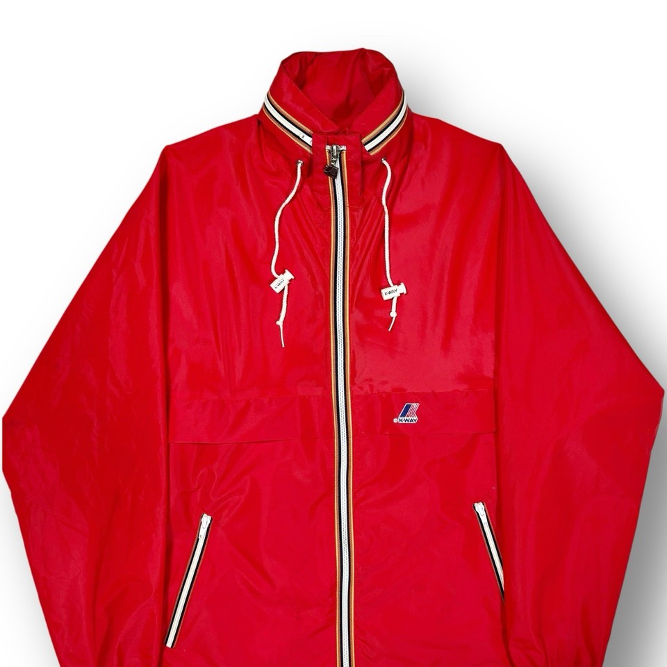 Kway Red & White Waterproof Full Zip Coat Size Medium | eBay UK