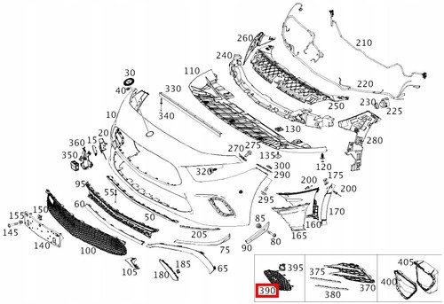Genuine MERCEDES a Class W117 Front Bumper Side Grill Left N/s ...