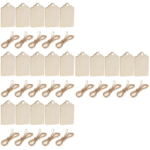 4 Pack Rectangular Wood Tags Unfinished Gift Blank Labels with Hole | eBay