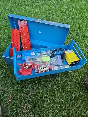 Vintage Gilbert Erector Set Blue Tool Box Full Motors Huge Lot | eBay