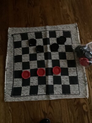 Vintage Cracker Barrel Checkers Mat/Travel Rug, 24 Checker Pieces | eBay
