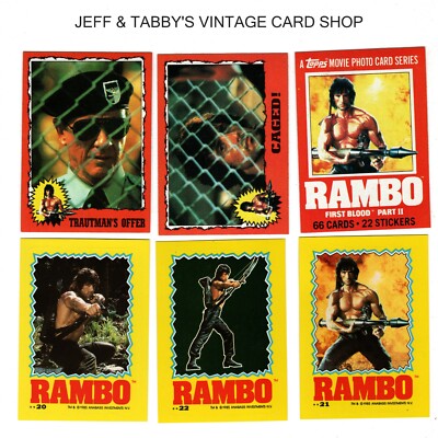 1985 TOPPS RAMBO CARDS & STICKERS / SEE DROP DOWN MENU FOR CARD YOU ...