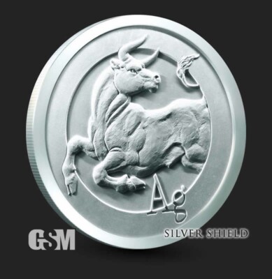 1 oz .999 AG Fine Silver Shield BULLion Market Round🔥BUY MORE & SAVE!🔥 ...