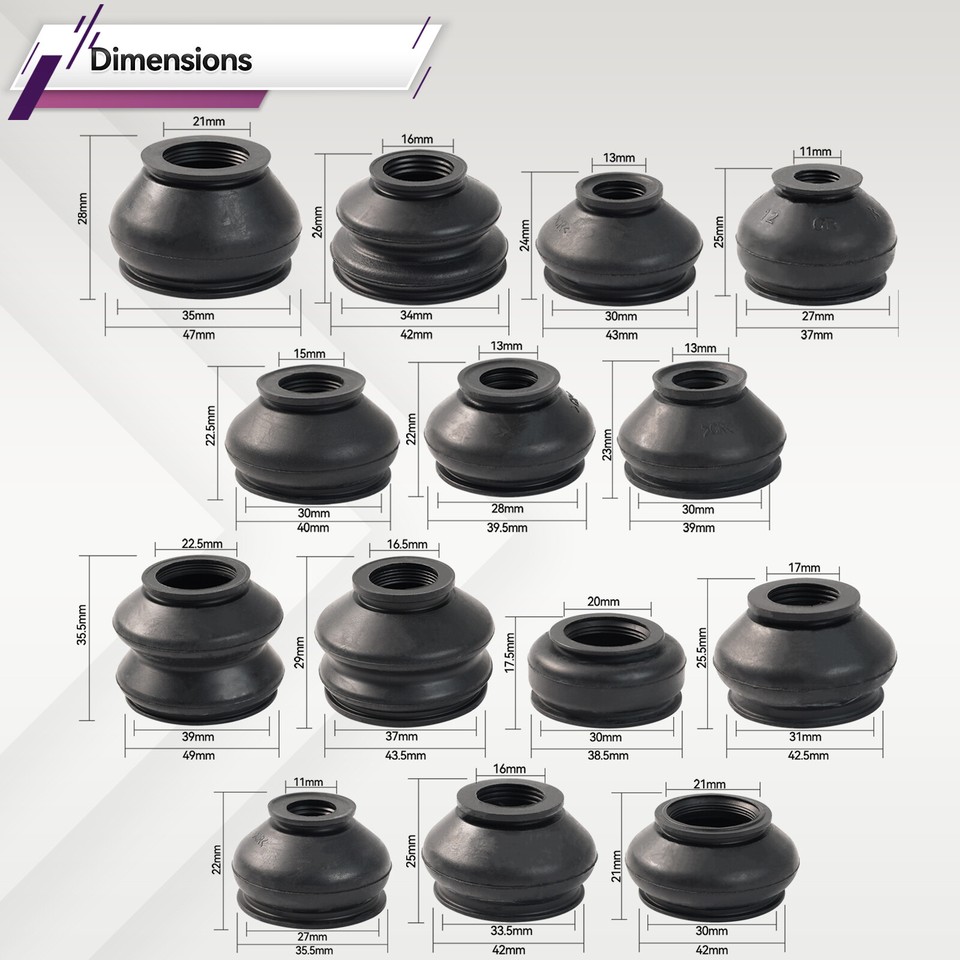 14x Universal Multipack Ball Joint Rubber Dust Boot Cover Ends Track ...