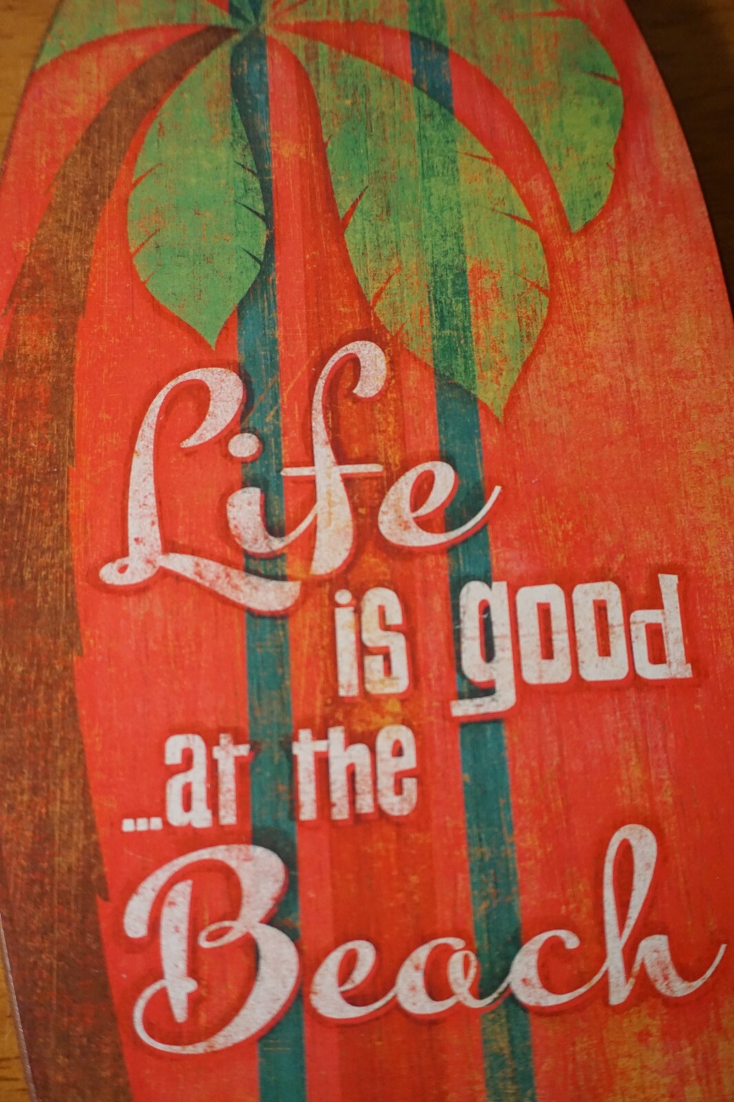 Life Is Good Tropical Island Palm Tree Beach Surfboard Sign Tiki Bar ...