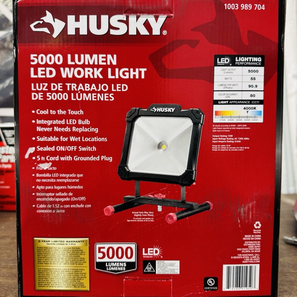 Husky 5000 Lumen LED Portable Work Light HD5000PUO | eBay