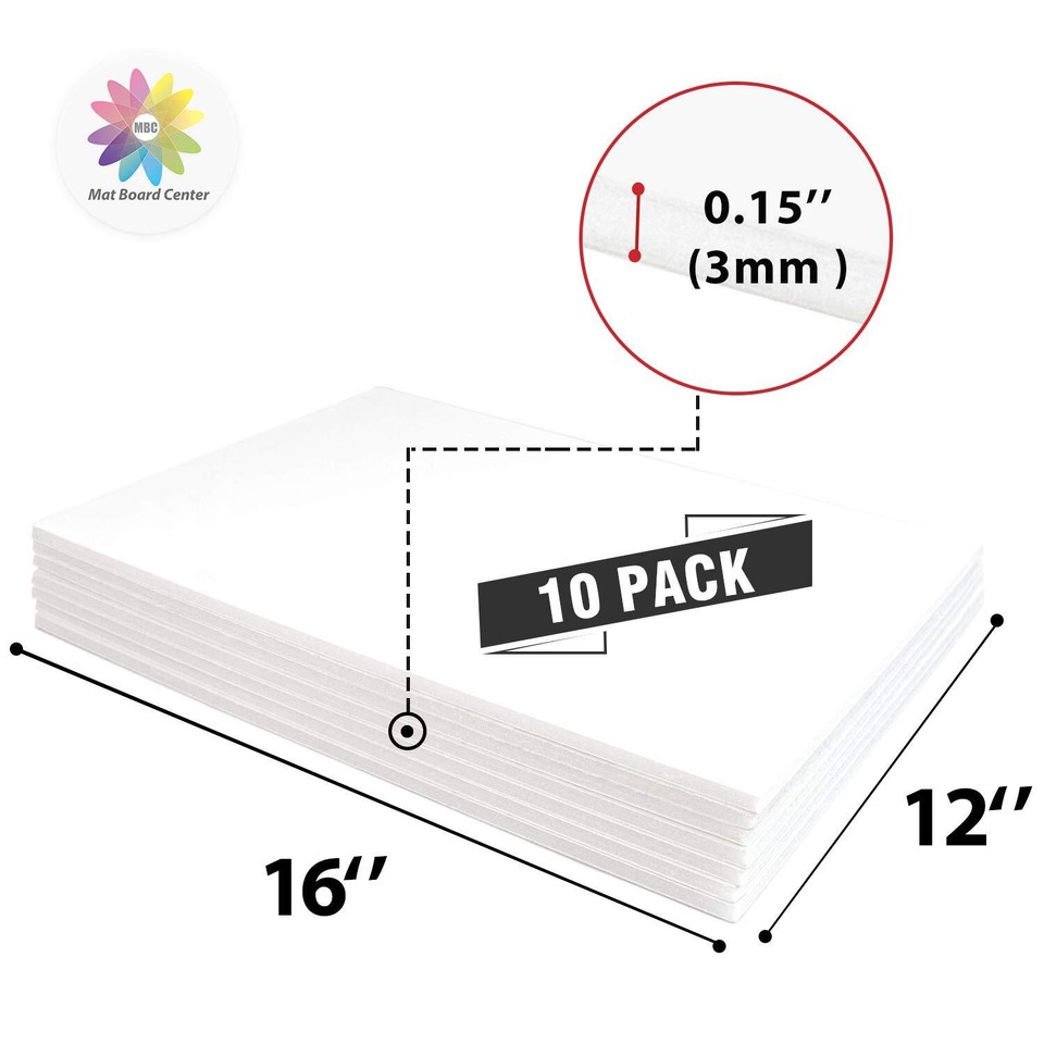 Pack of 10 1/8" White Foam Core Boards 12x16 White | eBay
