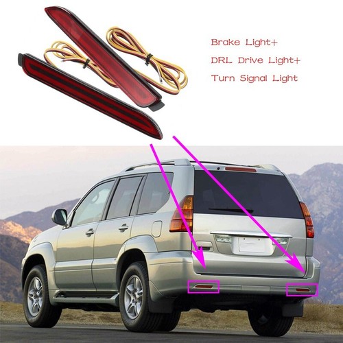 2003-2009 Lexus GX470 2x Red Lens LED Rear Fog Light Assembly w/Signal ...