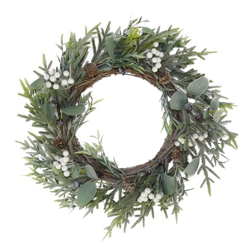 Artificial Christmas Wreath Decoration 45cm - Eucalyptus Wicker | eBay