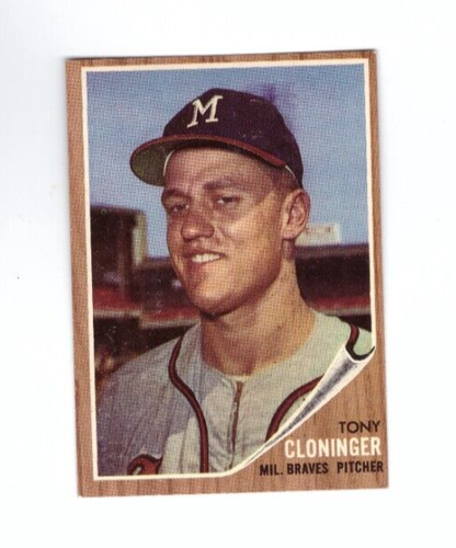 1962 Topps Baseball card # 63 Tony Cloninger Braves | eBay
