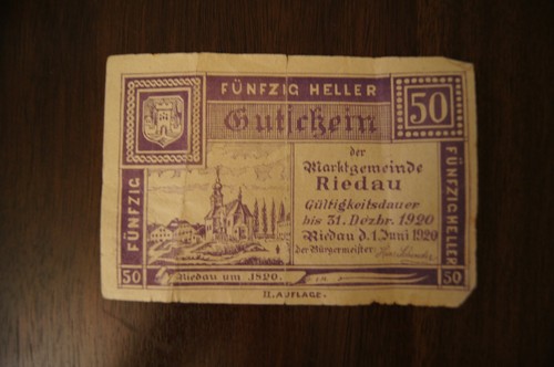 FUNFZIG HELLER 50 1920 BILL | eBay