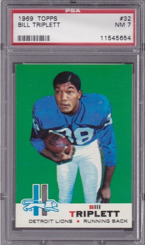 1969 Topps #32 BILL TRIPLETT PSA 7 NM Detroit LIONS / MIAMI of OHIO ...