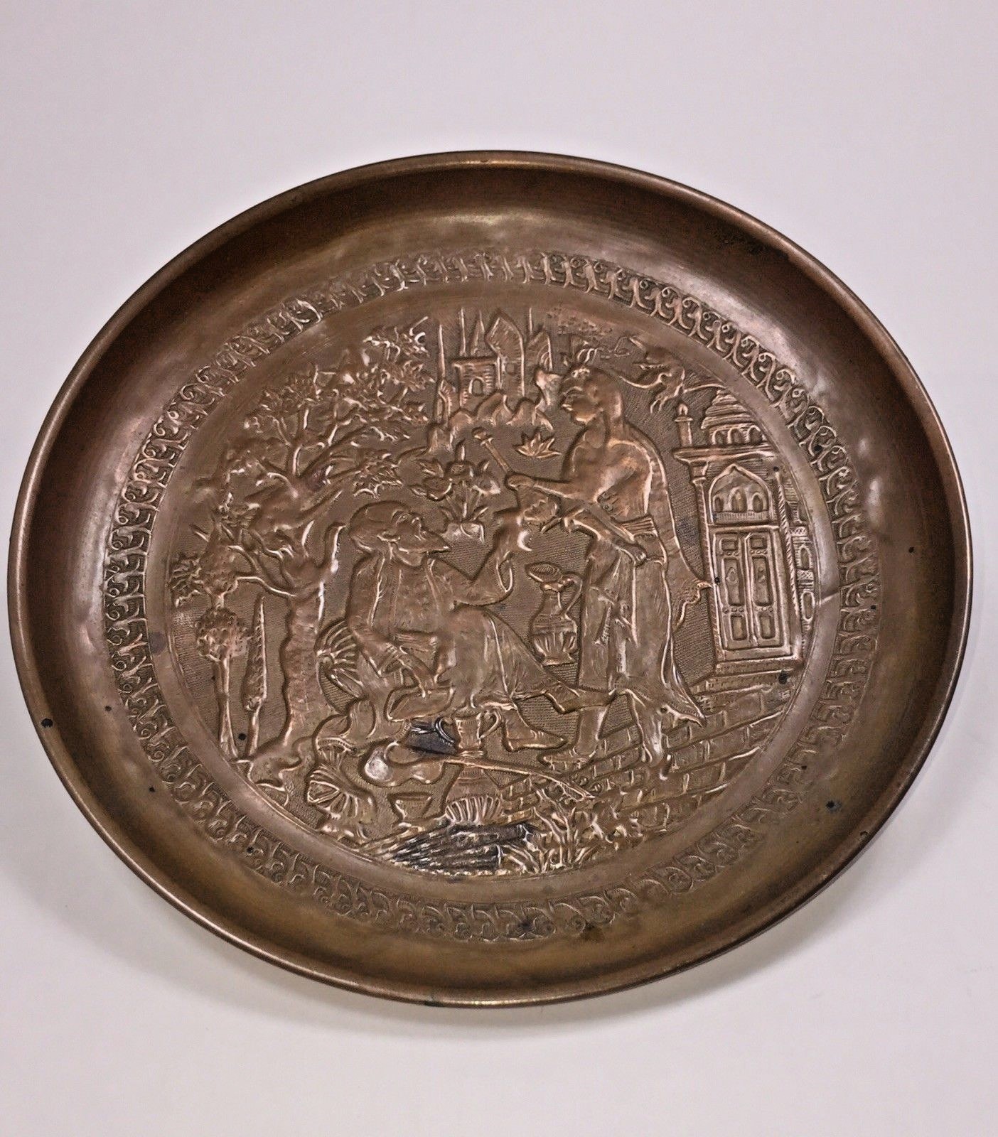 ANTIQUE PERSIAN COPPER PLATE HAND HAMMERED WALL DECOR 7" | eBay
