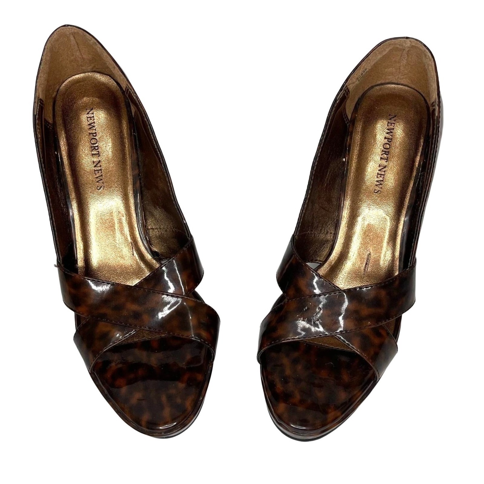 New Port News Tortoise shell print heels size 8 Patent-Leather 3-inch ...